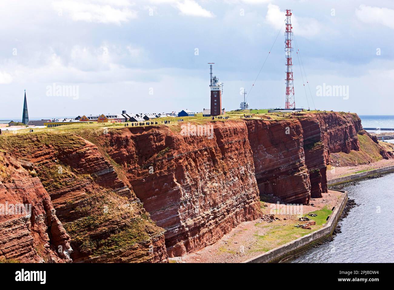 Steep coast, upper land, lighthouse, transmission mast, high sea island ...