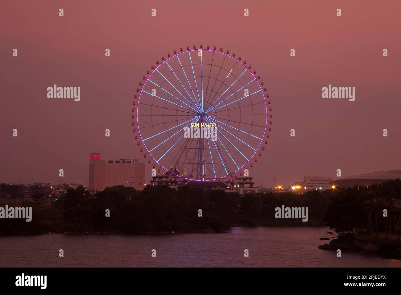 Ferris wheel Sun Wheel at night, Danang, Da Nang, Central Vietnam ...