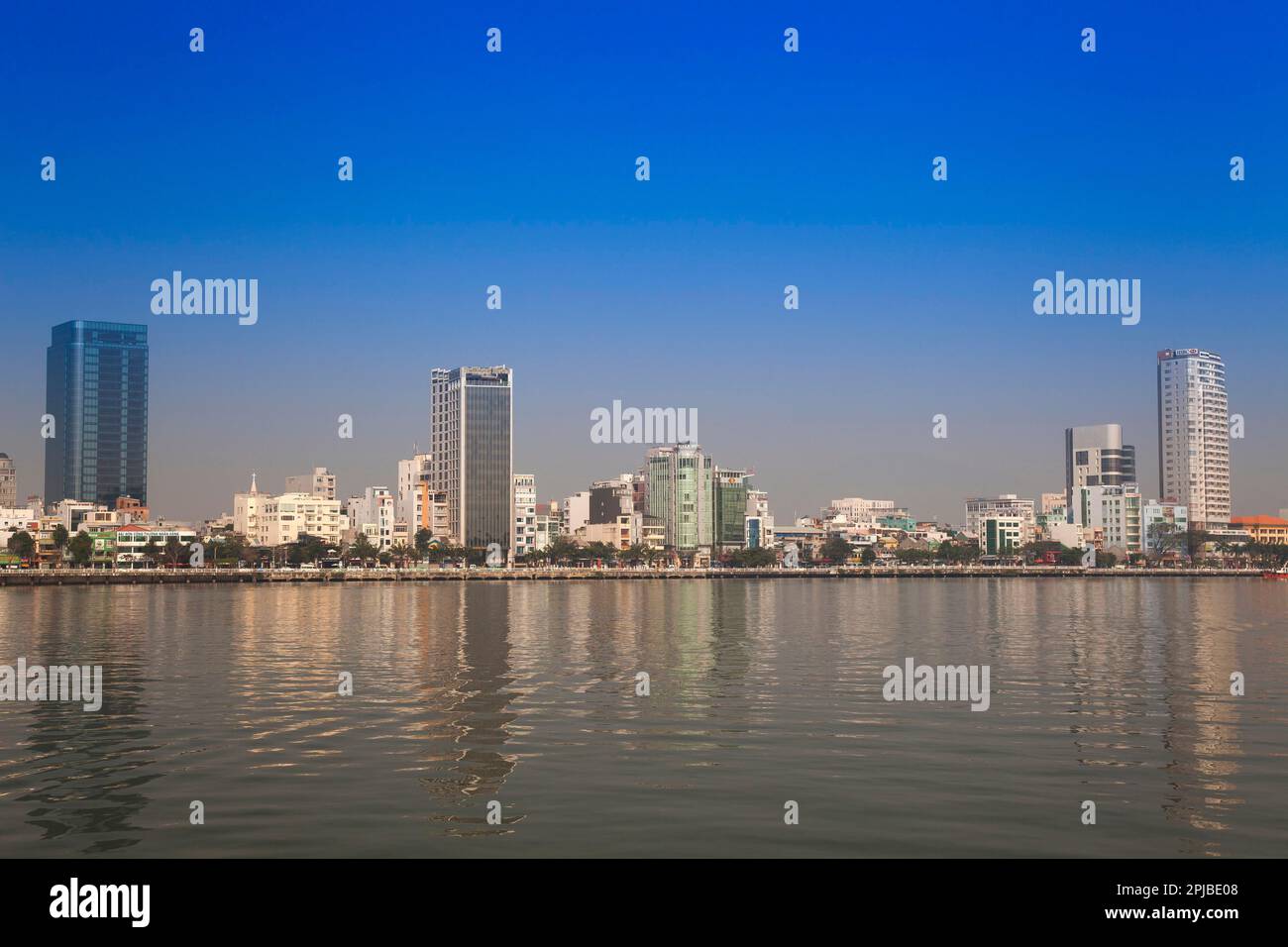 View over Han River to Da Nang City Center, Danang, Central Vietnam ...