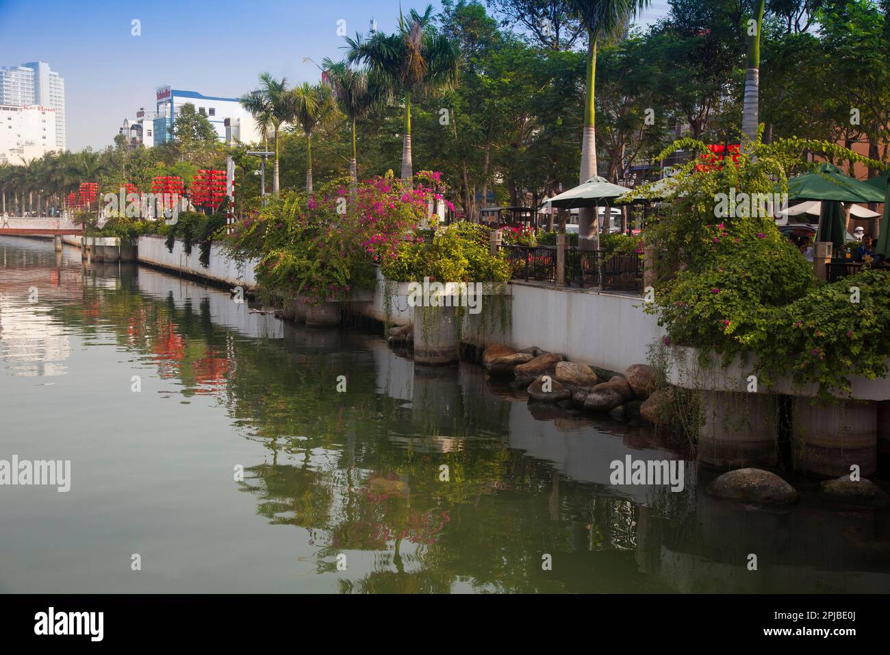 Restaurant on waterfront, Han River, Da Nang, Danang, Central Vietnam ...
