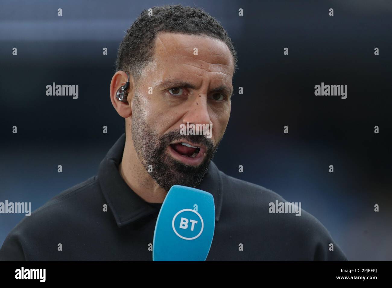 Rio Ferdinand former Manchester United player gives an interview to BT ...