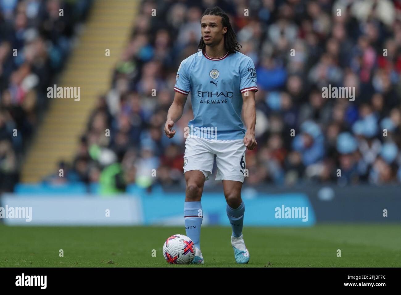 Nathan Aké #6 of Manchester City in action during the Premier League ...
