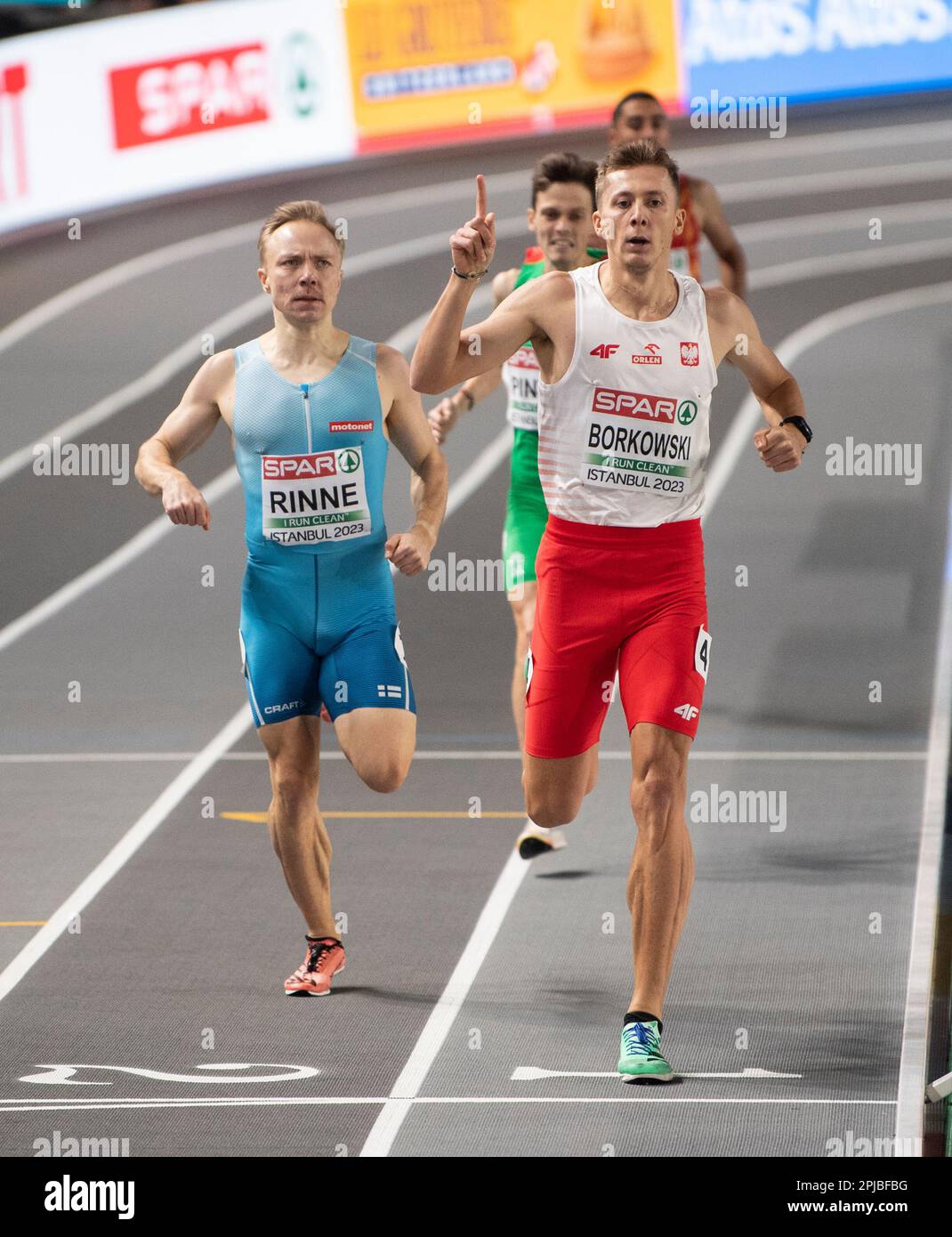 Joonas Rinne of Finland and Mateusz Borkowski of Poland competing in ...