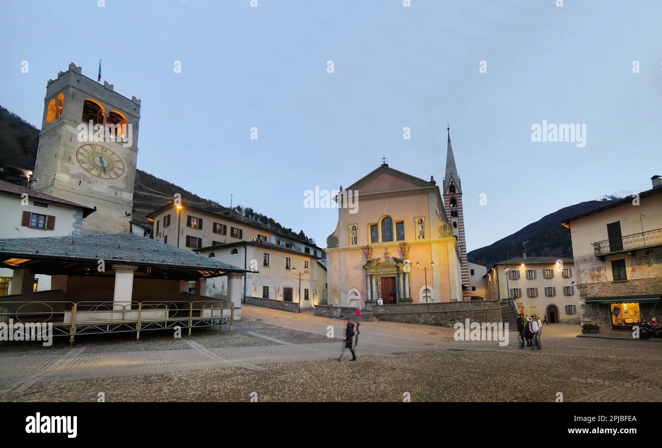 Market Square, Old Town, Bormio, Sondrio, Lombardy, Italy Stock Photo ...