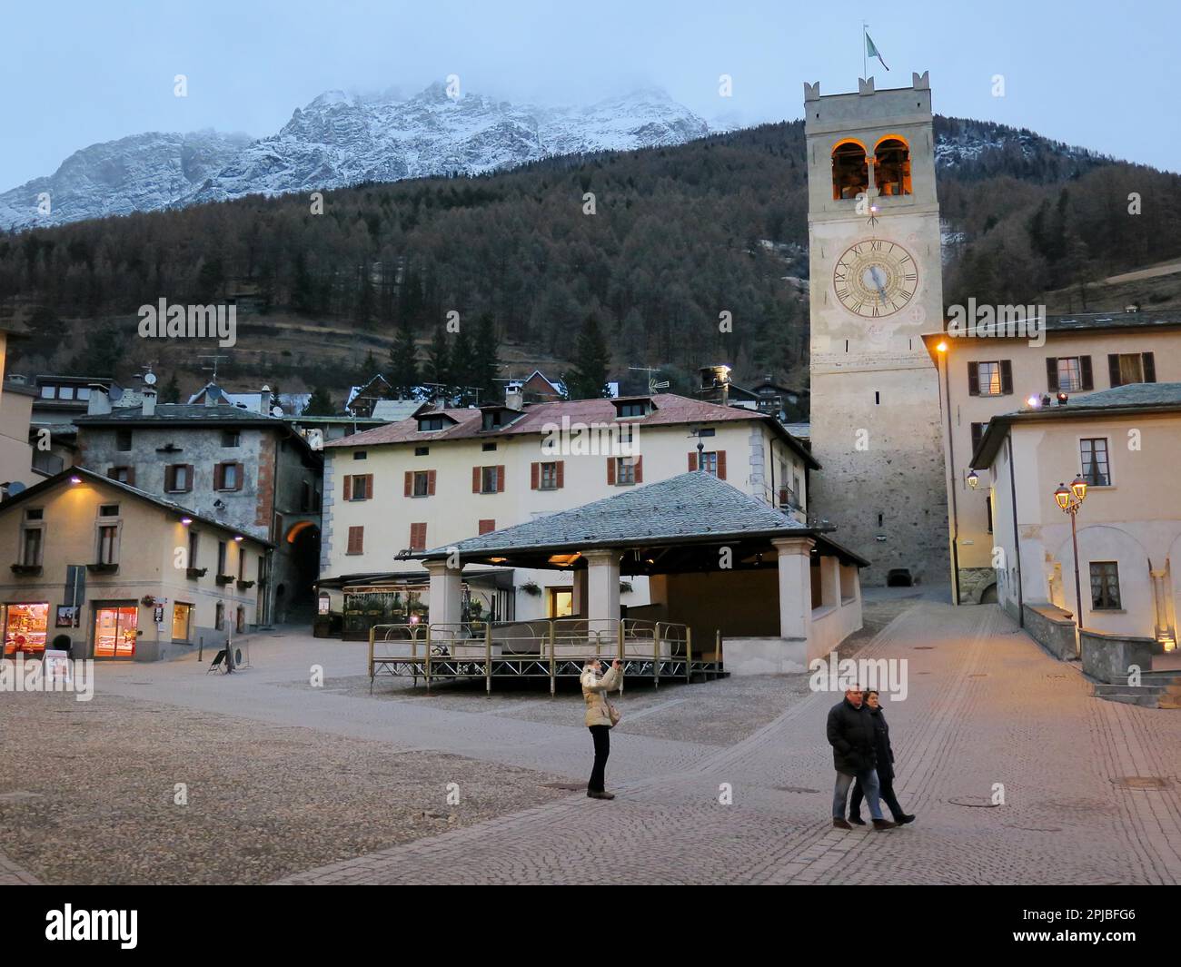Market Square, Old Town, Bormio, Sondrio, Lombardy, Italy Stock Photo ...