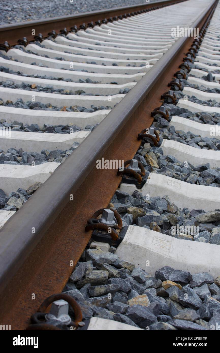 Railway Tracks Portrait Format Stock Photo Alamy