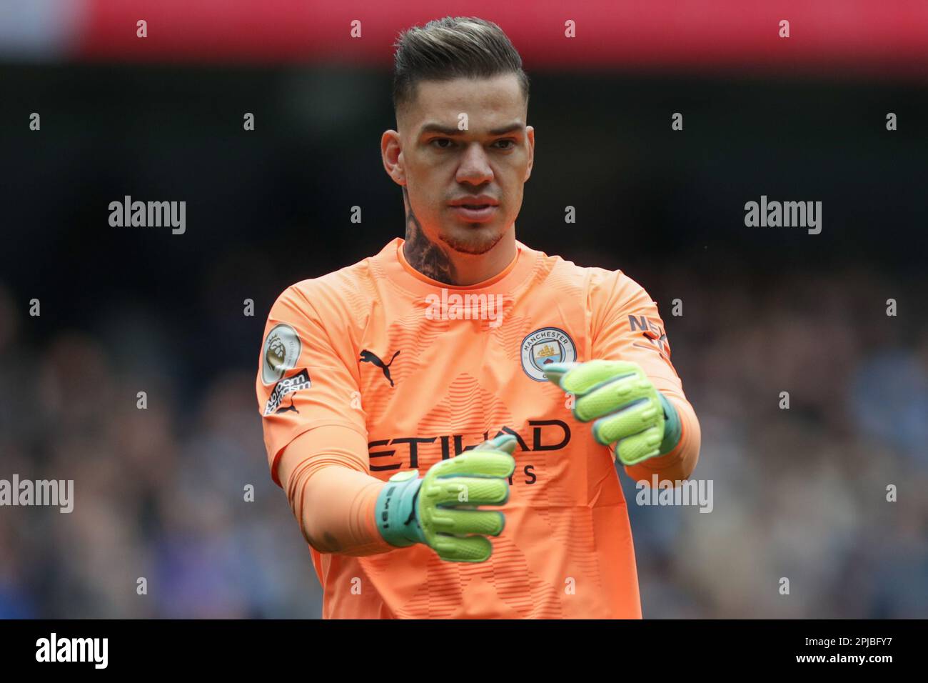 Ederson #31 of Manchester City during the Premier League match ...
