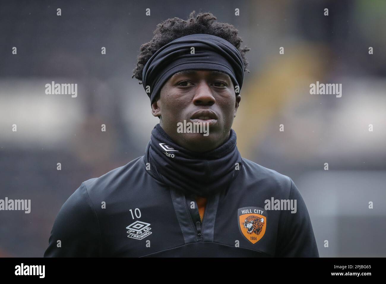 Malcolm Ebiowei #10 of Hull City during the pre match warm up ahead of ...