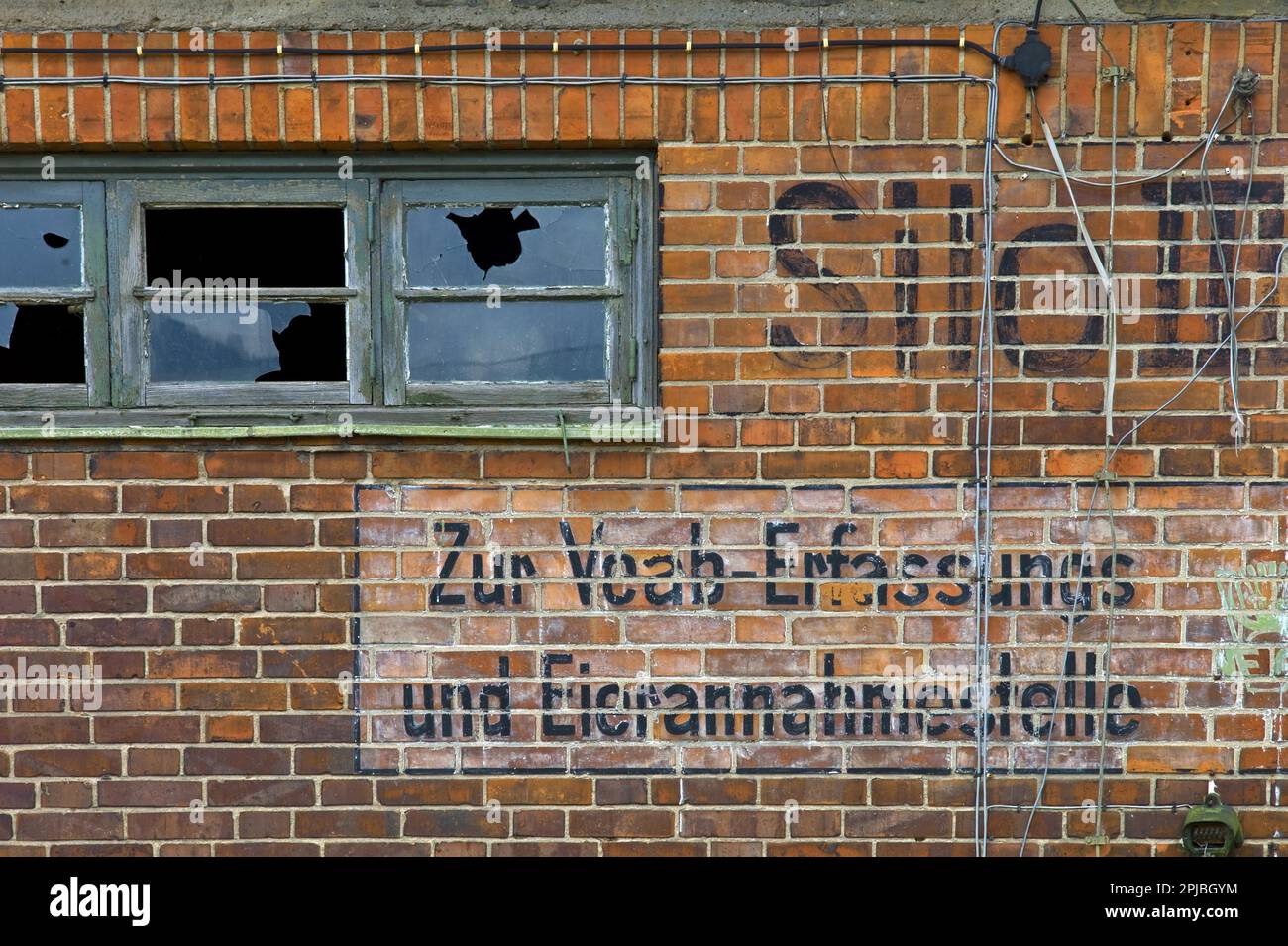 Labelling on silo three, pre-collection and egg reception point Stock ...