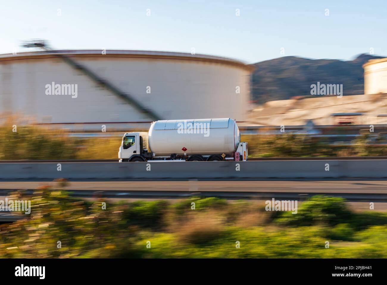 Small tank truck for the transport of dangerous gases circulating on a ...