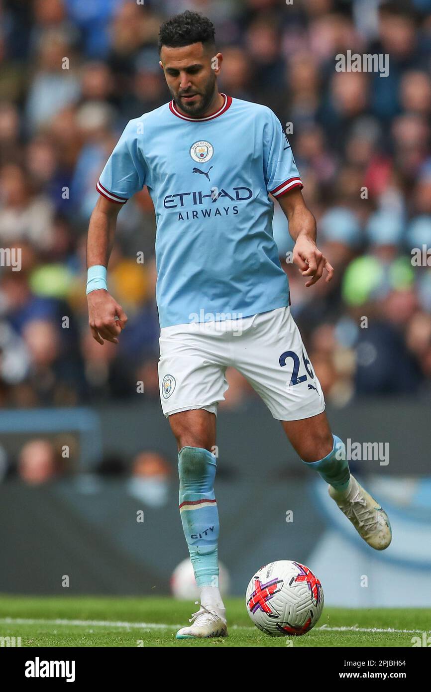 Riyad Mahrez #26 of Manchester City in action during the Premier League ...