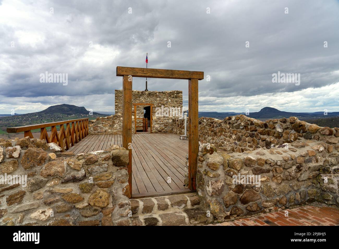Szigliget castle stronghold next to lake Balaton with beautiful view of ...