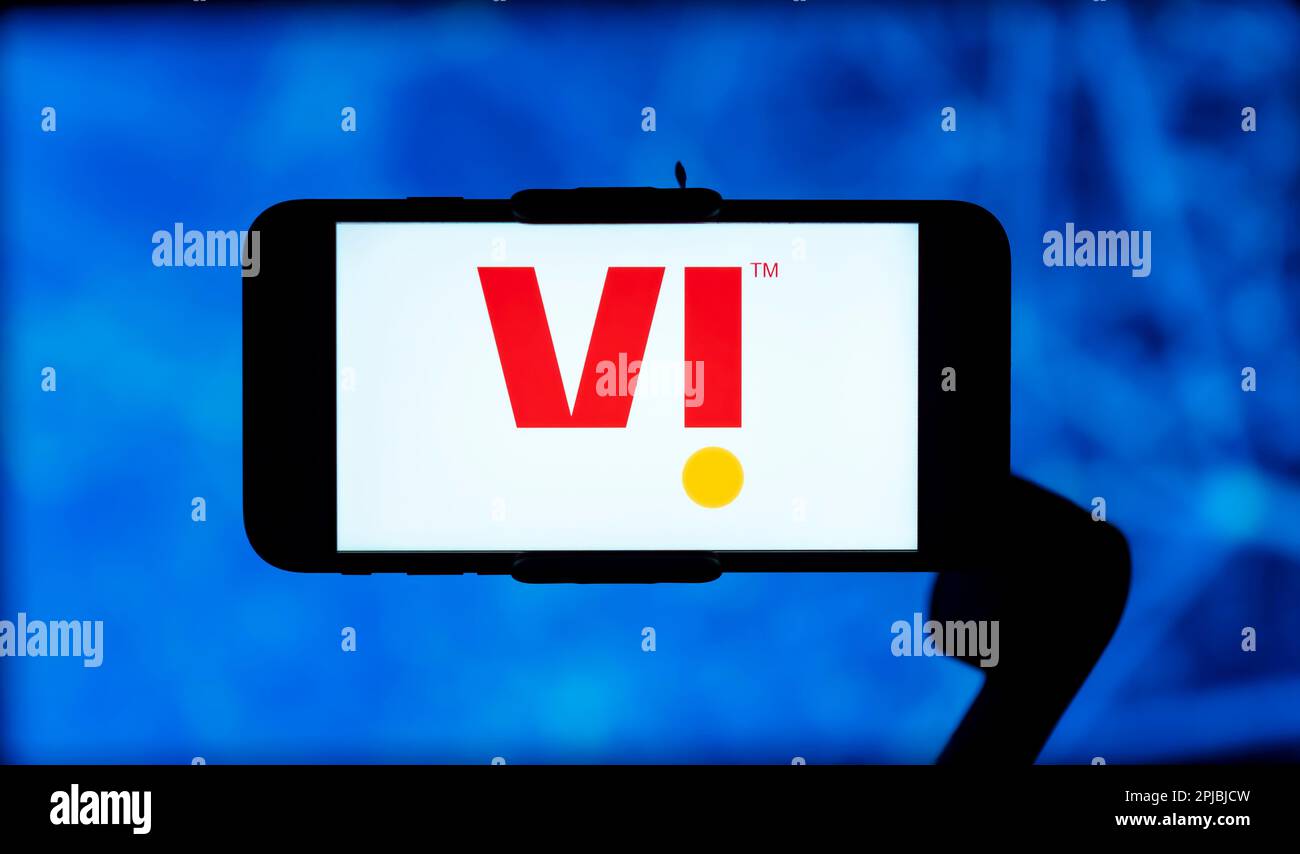 In this photo illustration, the VI logo is seen displayed on a mobile ...