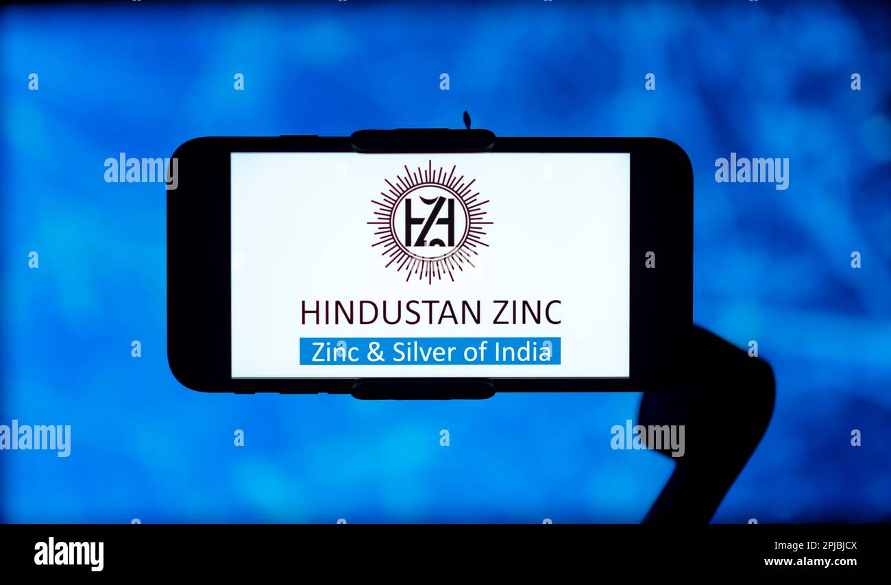In this photo illustration, the Hindustan Zinc logo is seen displayed ...
