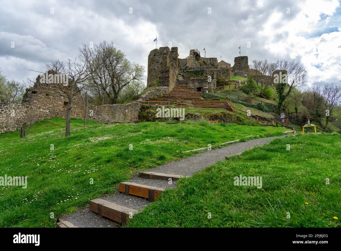 Szigliget castle stronghold next to lake Balaton with beautiful view of ...