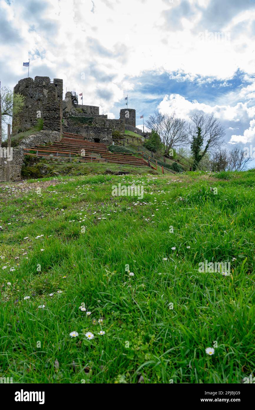 Szigliget castle stronghold next to lake Balaton with beautiful view of ...