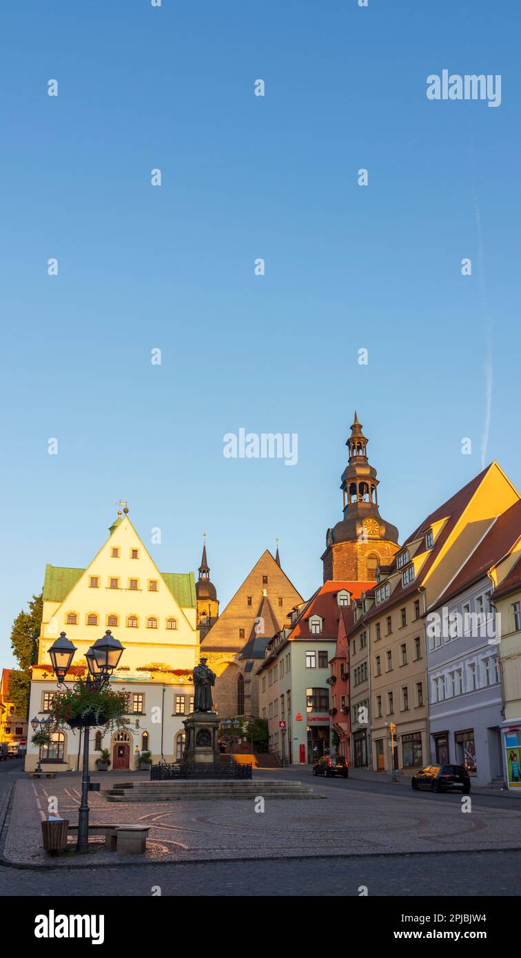 Lutherstadt Eisleben: square Markt, Town Hall, church St. Andreas ...