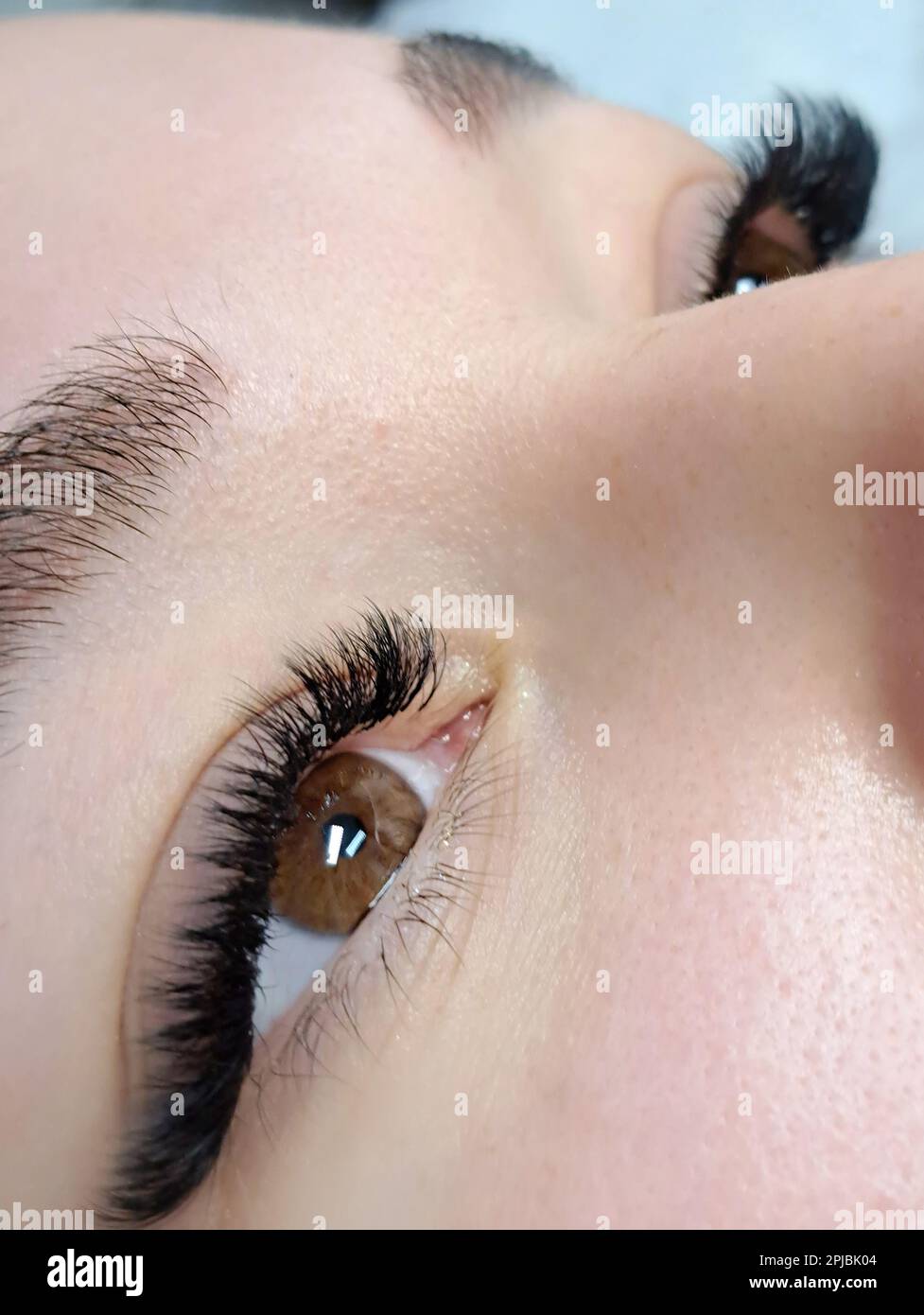 close up of eye with eyelash extensions ,beauty salon treatment. High ...