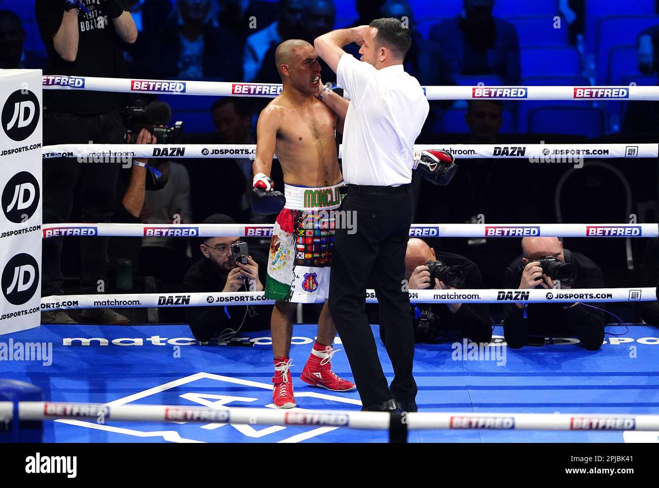 Moises Calleros is counted out by the referee which results in victory for Galal Vafai in the ...