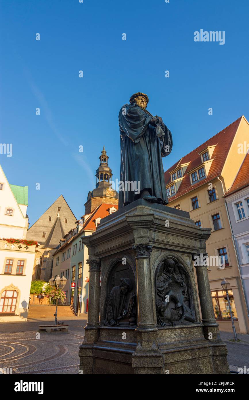 Lutherstadt Eisleben: square Markt, church St. Andreas, Martin Luther ...