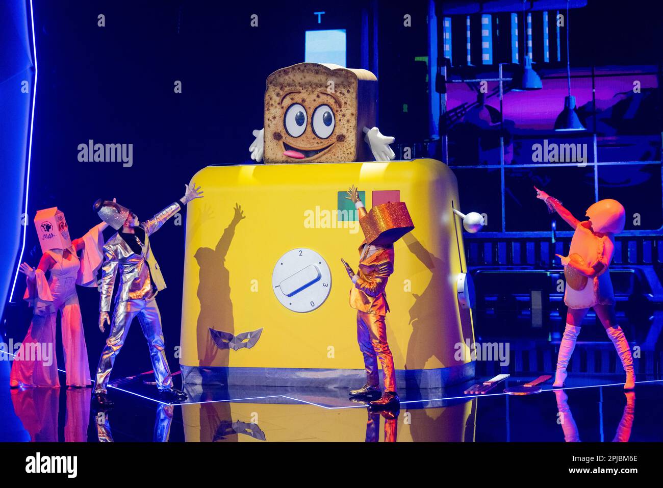 Cologne, Germany. 01st Apr, 2023. The character "The Toast" is on stage ...