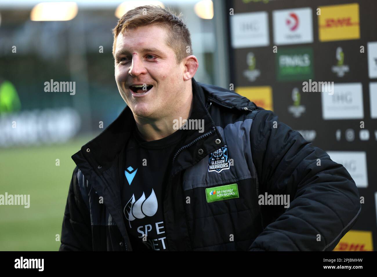 Glasgow Warriors' Johnny Matthews being interviewed after the final ...
