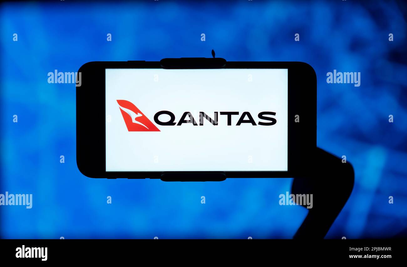 India. 1st Apr, 2023. In this photo illustration, the Qantas logo is ...