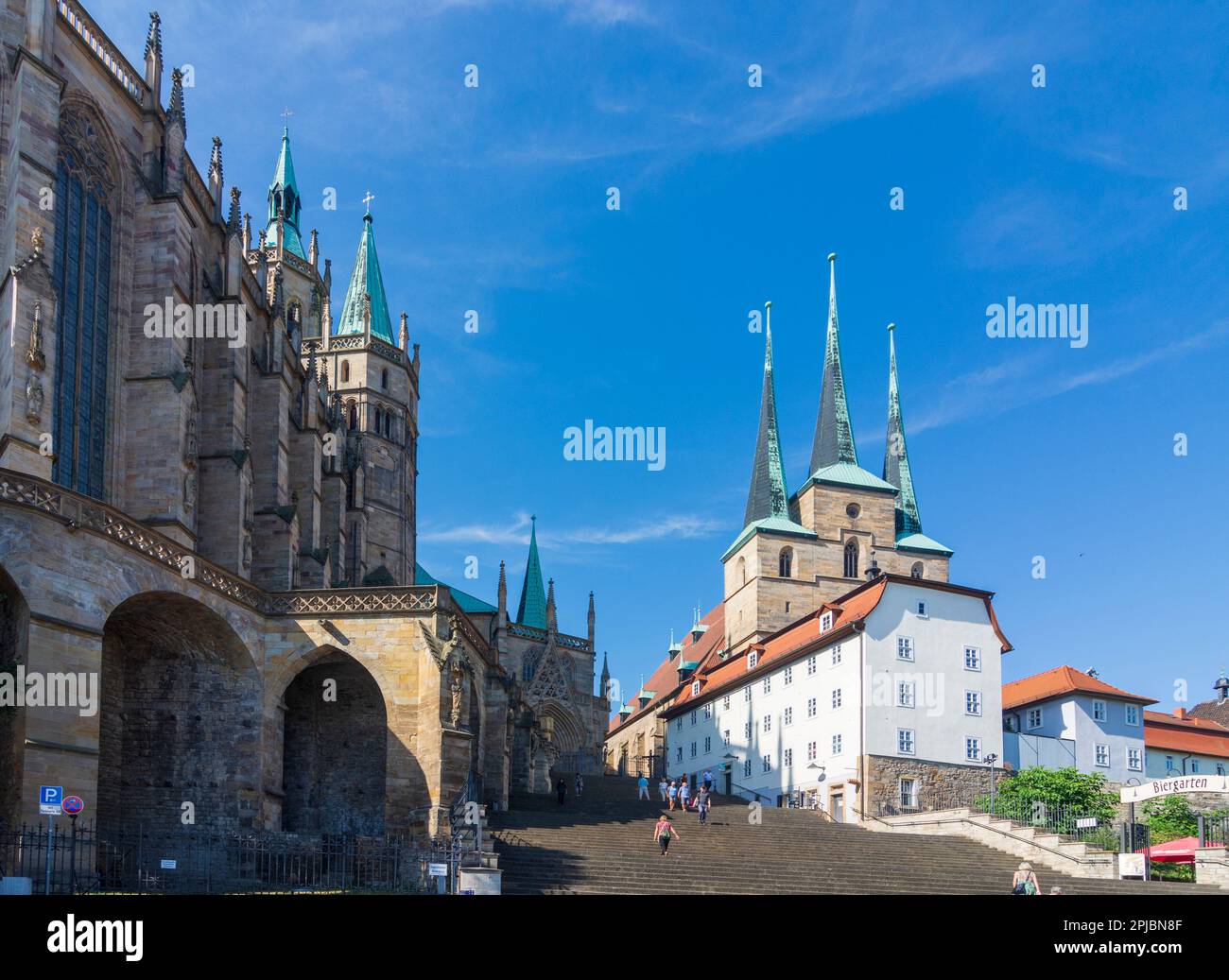 Erfurt: square Domplatz, Cathedral und Severikirche (St Severus' Church ...