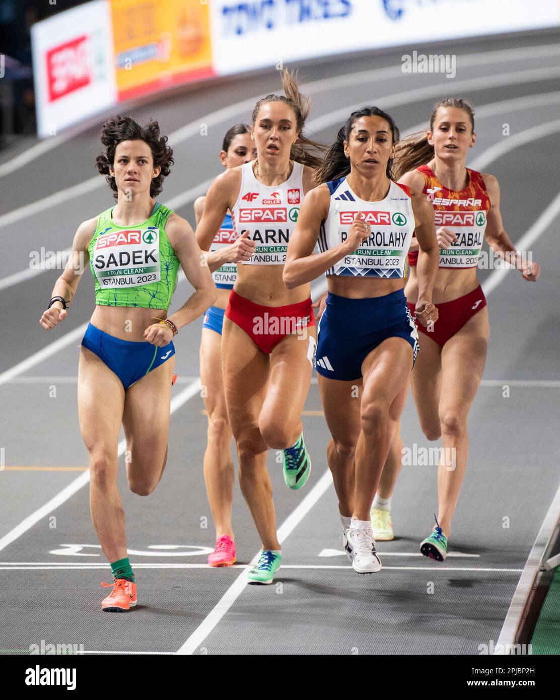 Veronika Sadek of Slovenia and Agnès Raharolahy of France competing in ...