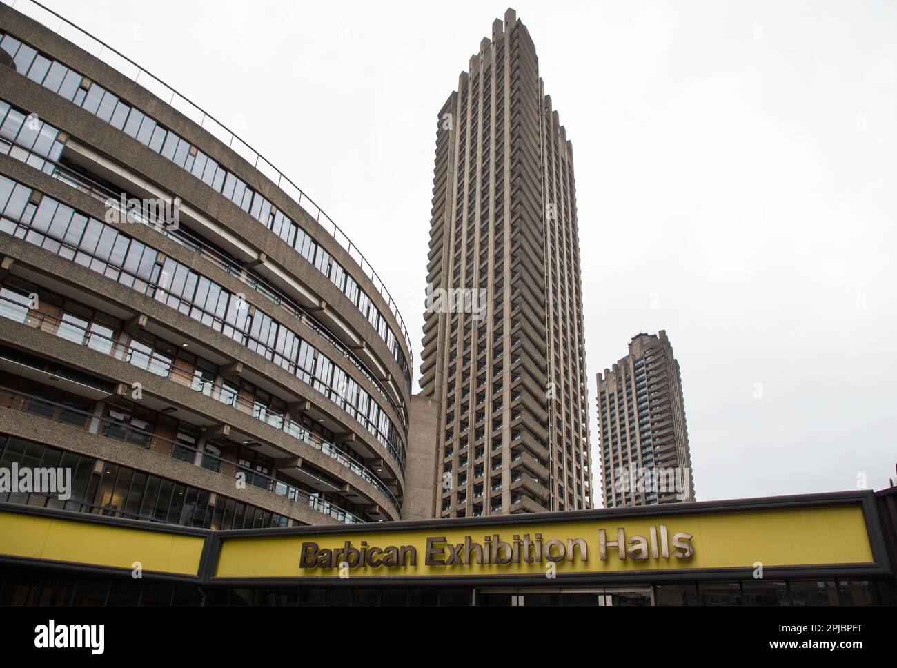 Barbican Centre London Exhibition Halls and Tower block Stock Photo - Alamy
