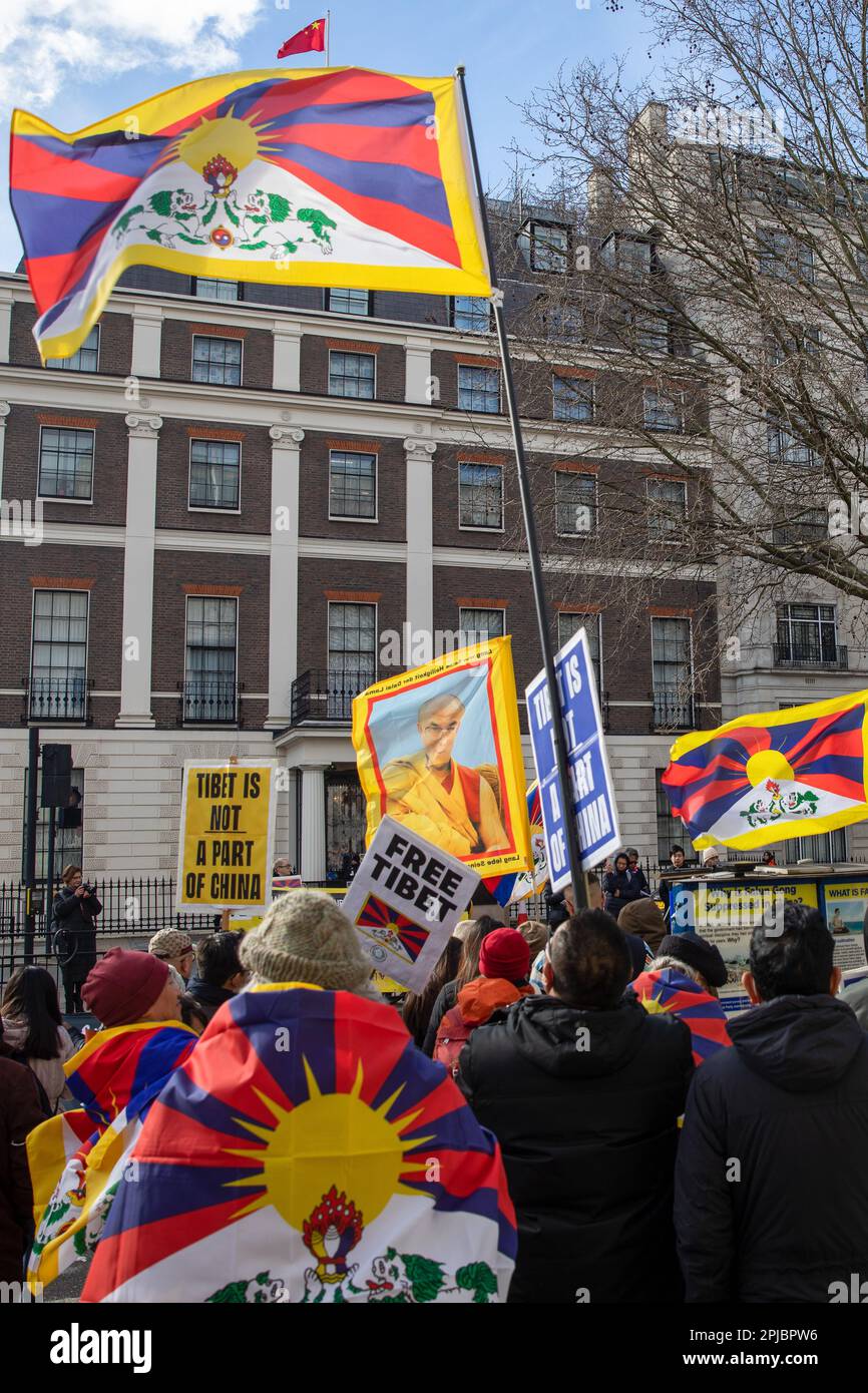 London, UK. 10th March, 2023. Members of the Tibetan community and ...