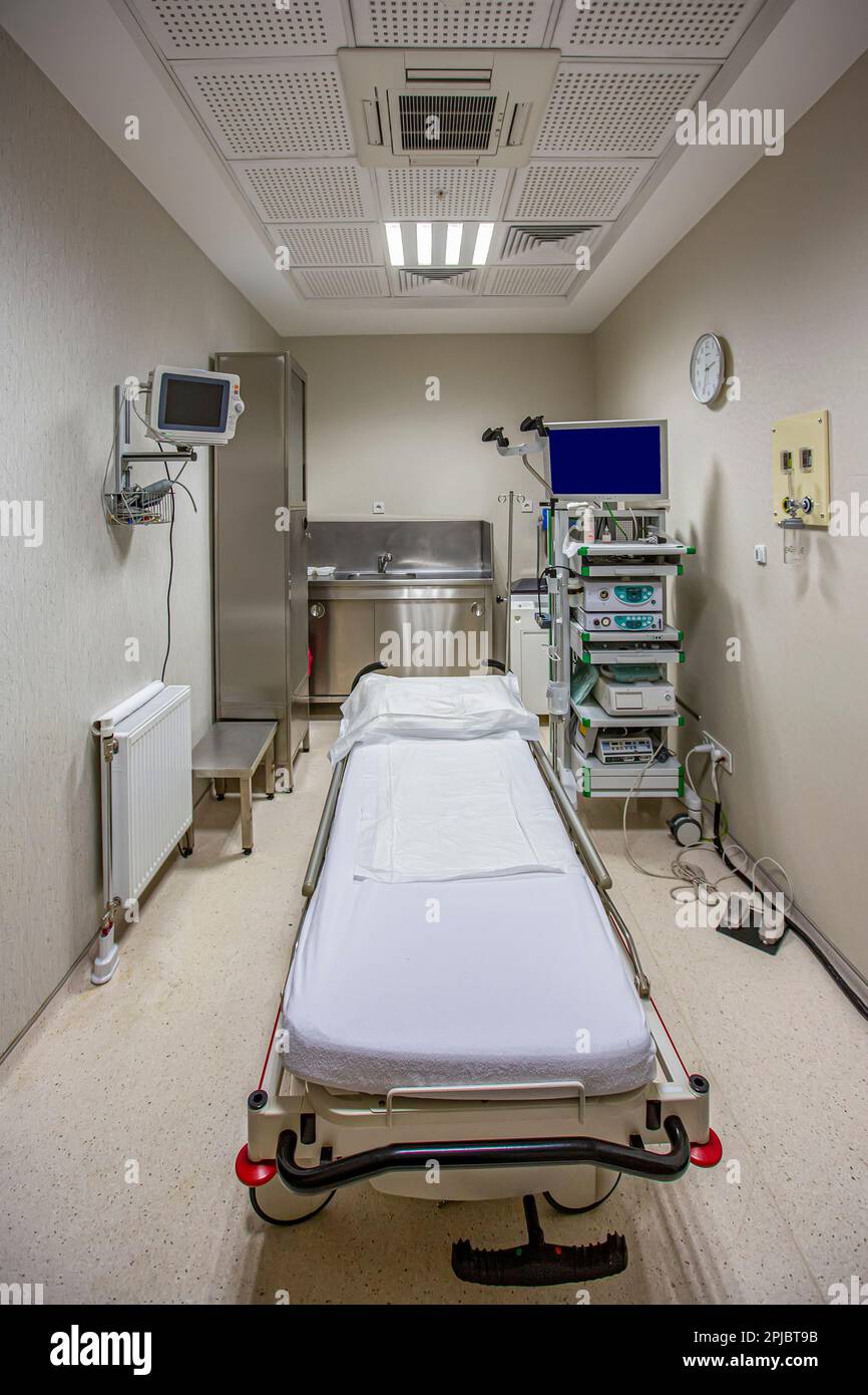 Modern endoscopy equipment kit. Electronic video Endoscopy System. A ...