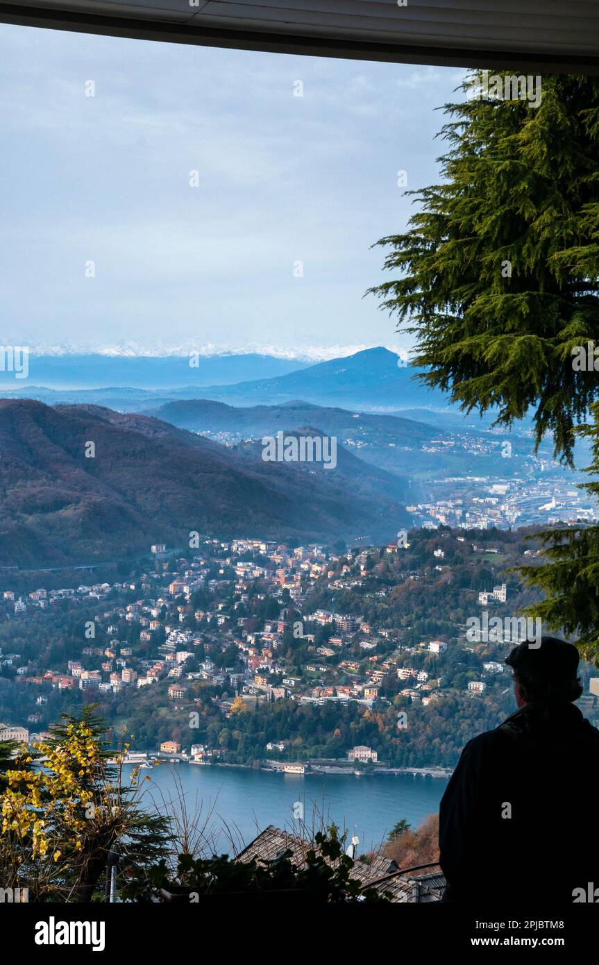 Brunate overlooking Lake Como, the third largest lake in Italy Stock ...