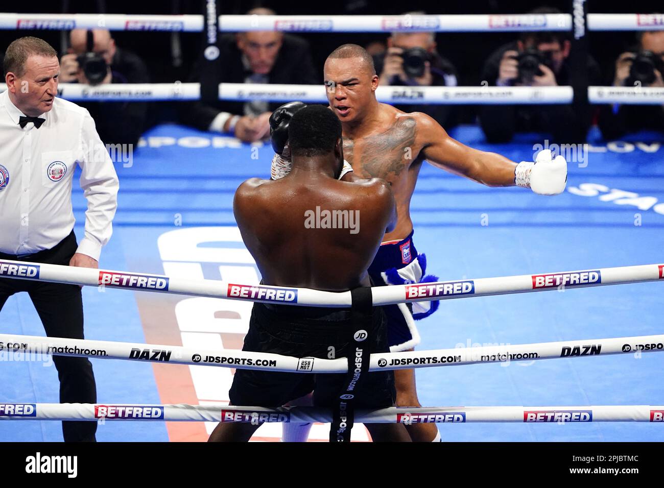 Fabio Wardley (top) in action against Michael Polite-Coffie in the ...
