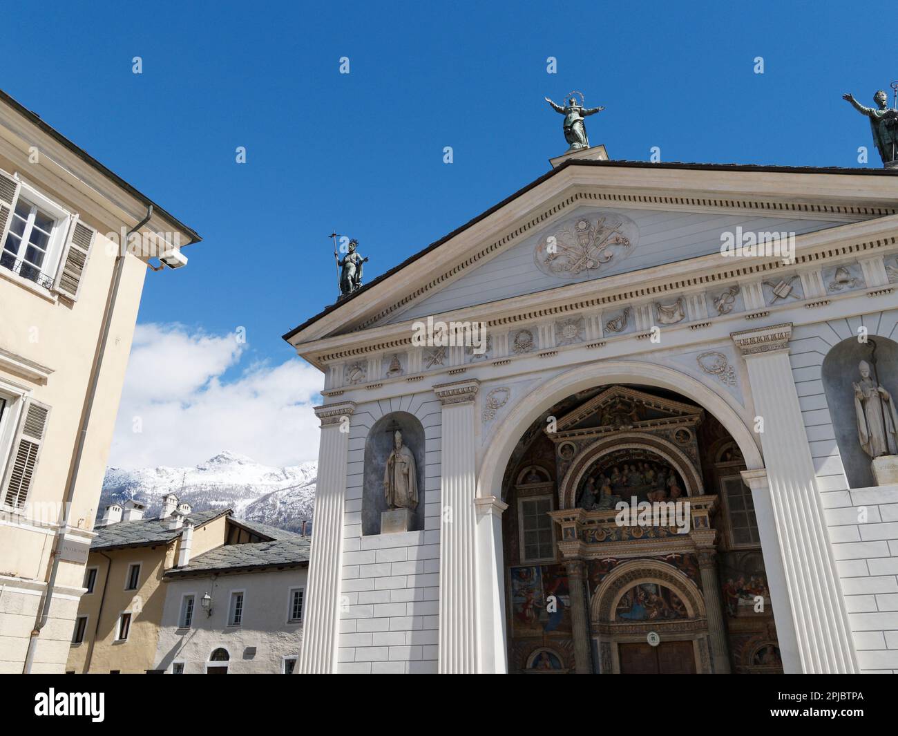Statues above the entrance to the Santa Maria Assunta Cathedral in the ...