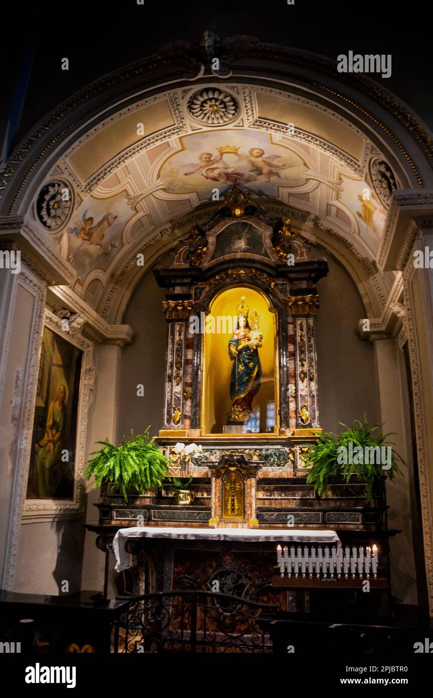 Hand painted barrel vaulted chapel in Saint Andrea Apostle's Church in ...