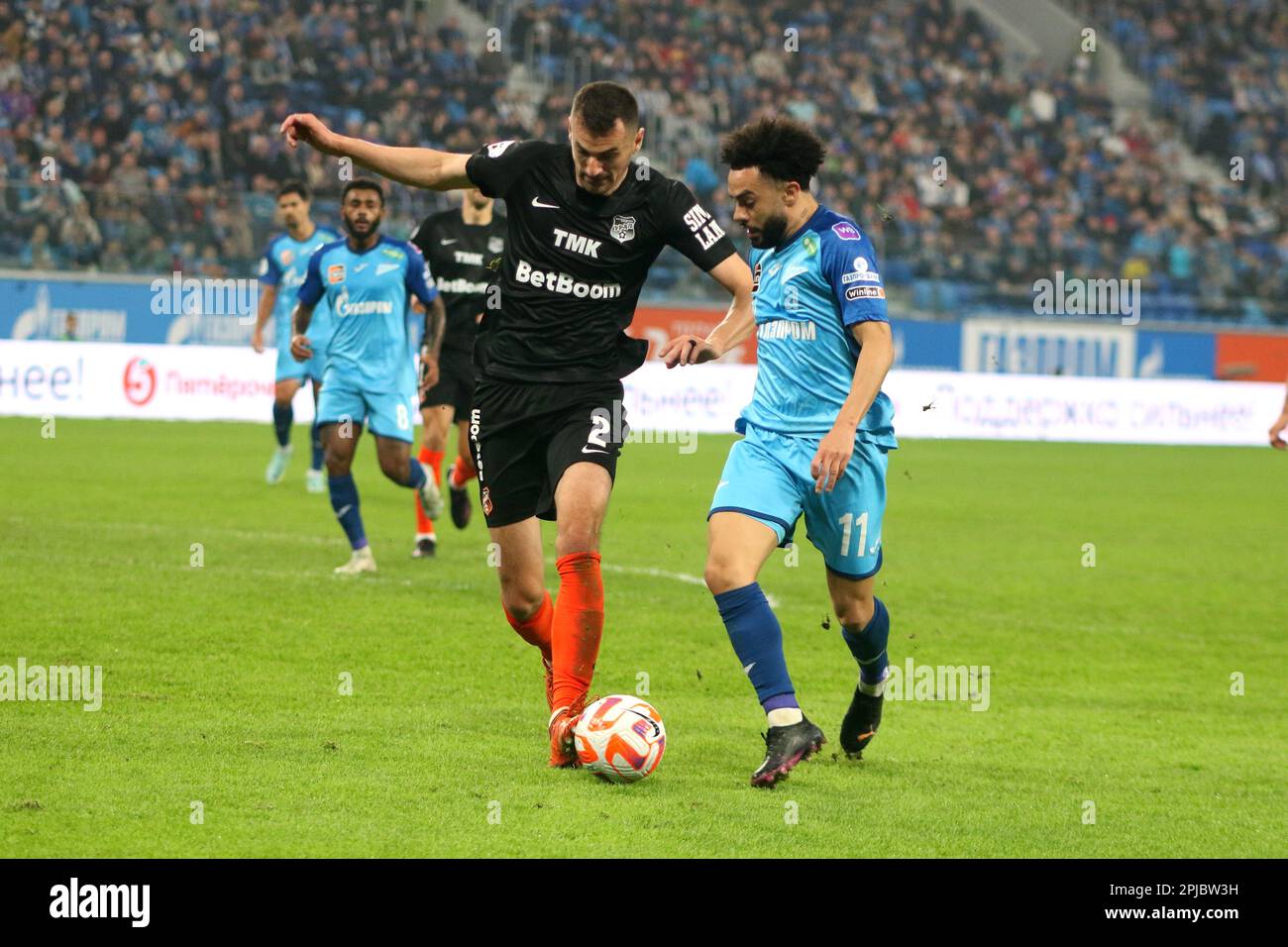 Saint Petersburg, Russia, 1 April 2023: Football. Russian Premier ...