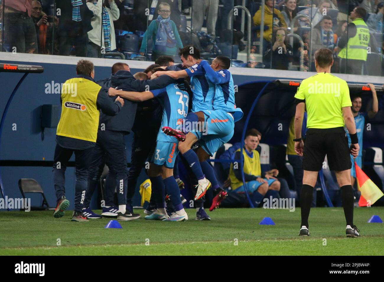 Saint Petersburg, Russia, 1 April 2023: Football. Russian Premier ...
