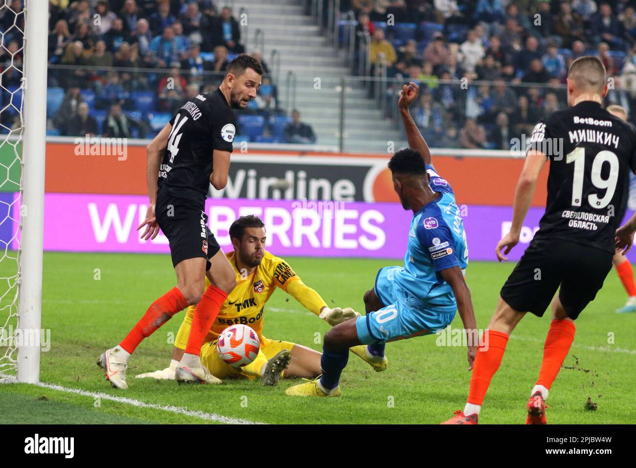 Saint Petersburg, Russia, 1 April 2023: Football. Russian Premier League 2022/2023. Zenit FC ...