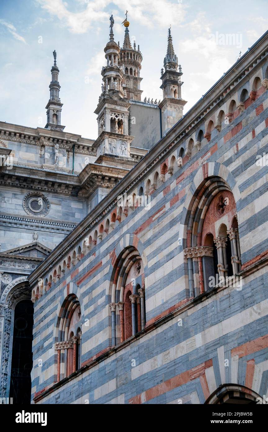 Added twist to a pointed arch window of the Gothic Romanesque Broletto ...