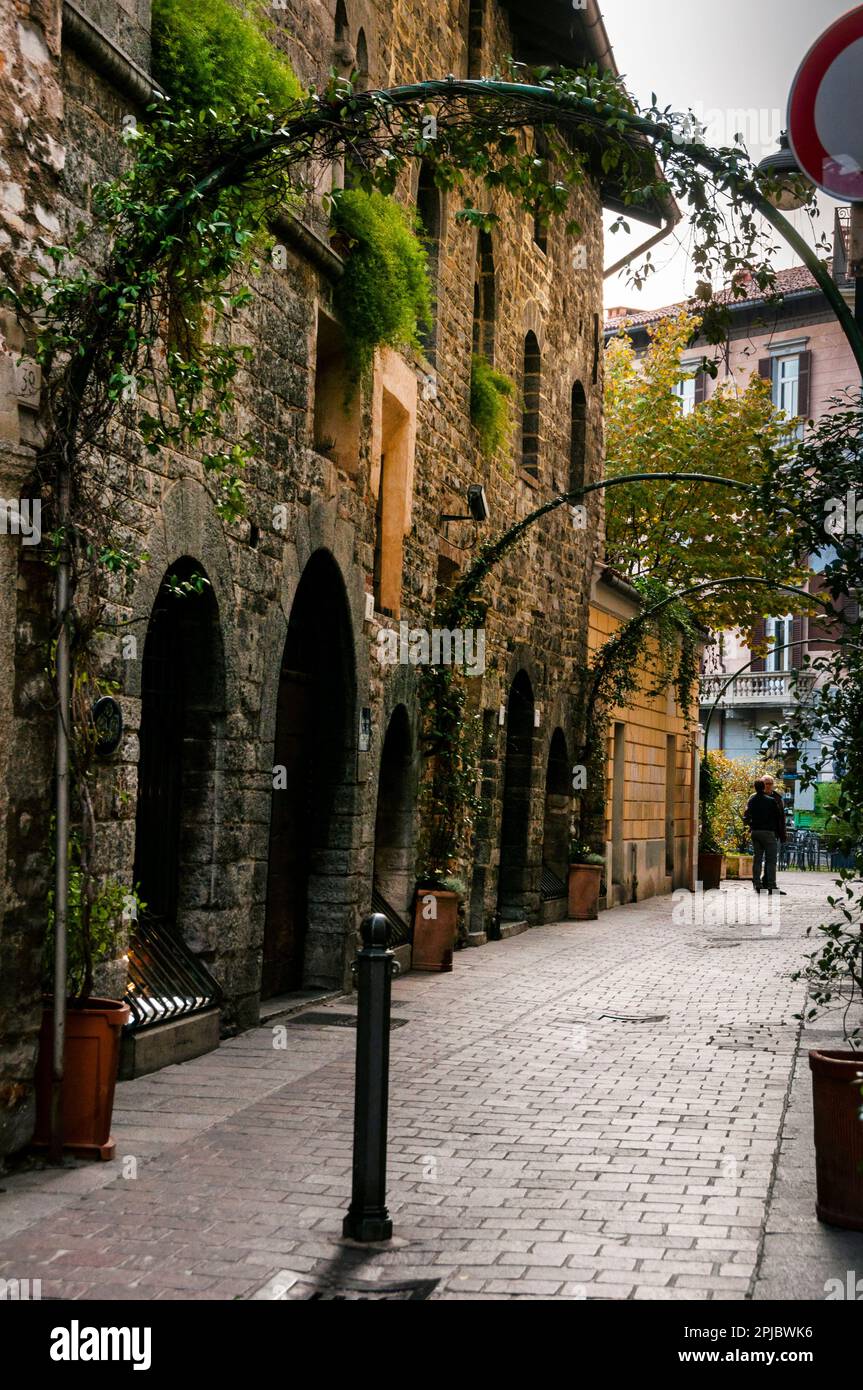 Romanesque architecture in Como at the foothills of the Italian Alps ...