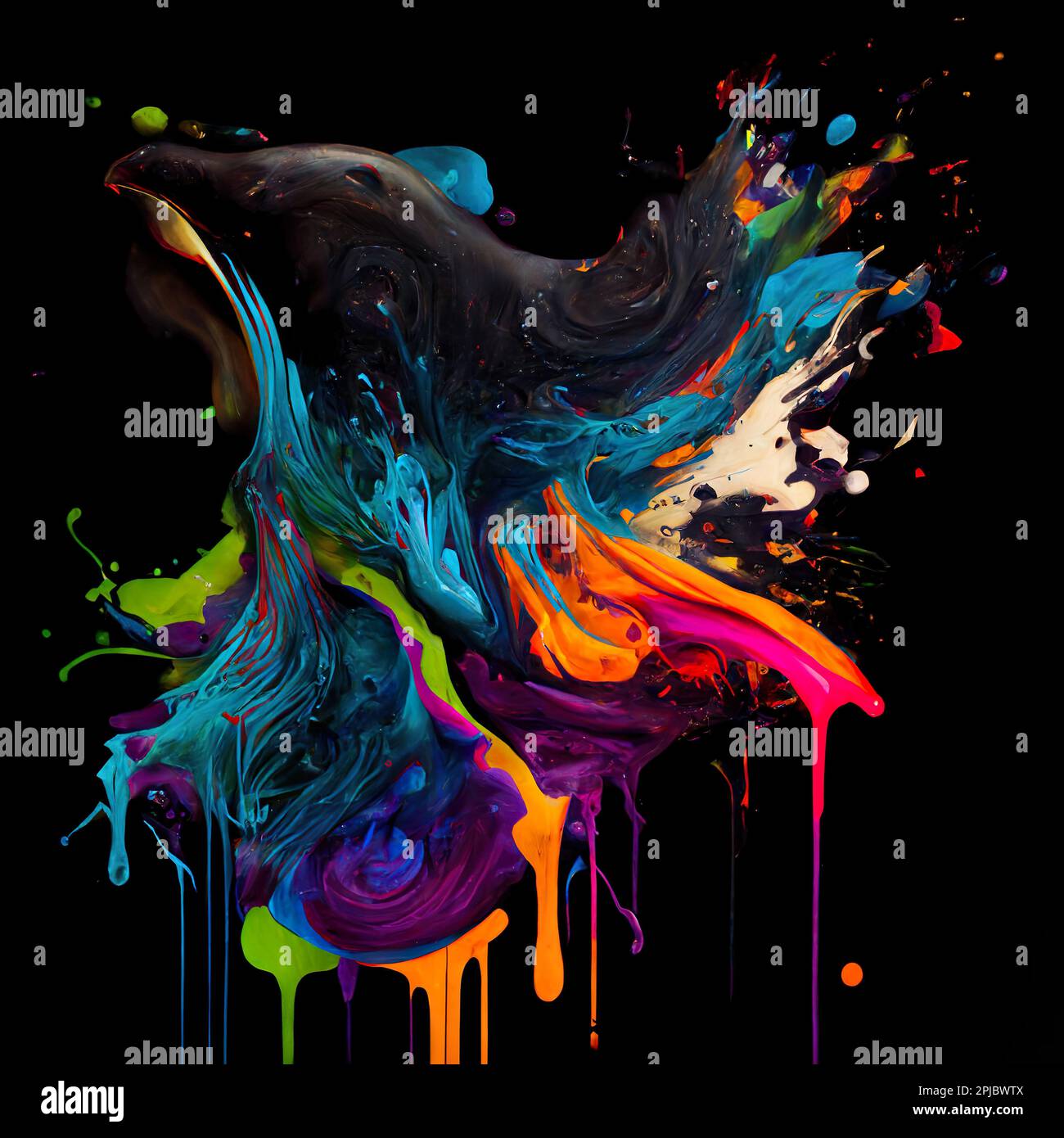 Abstract paint splash on a black background Stock Photo - Alamy