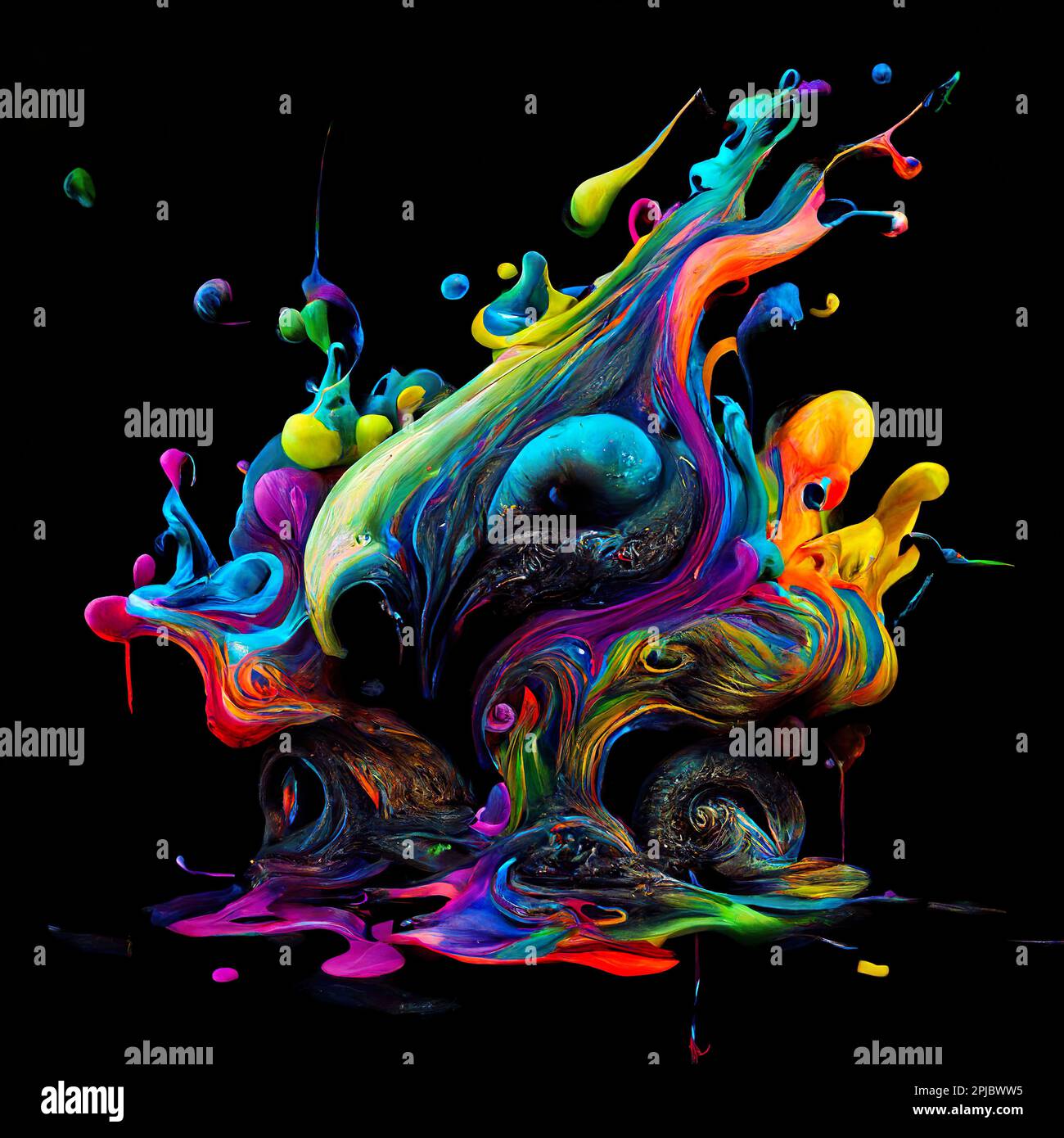 Abstract paint splash on a black background Stock Photo - Alamy