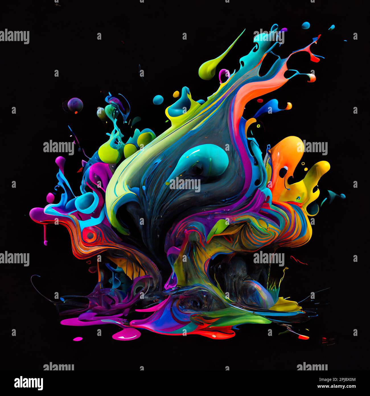 Abstract paint splash on a black background Stock Photo - Alamy