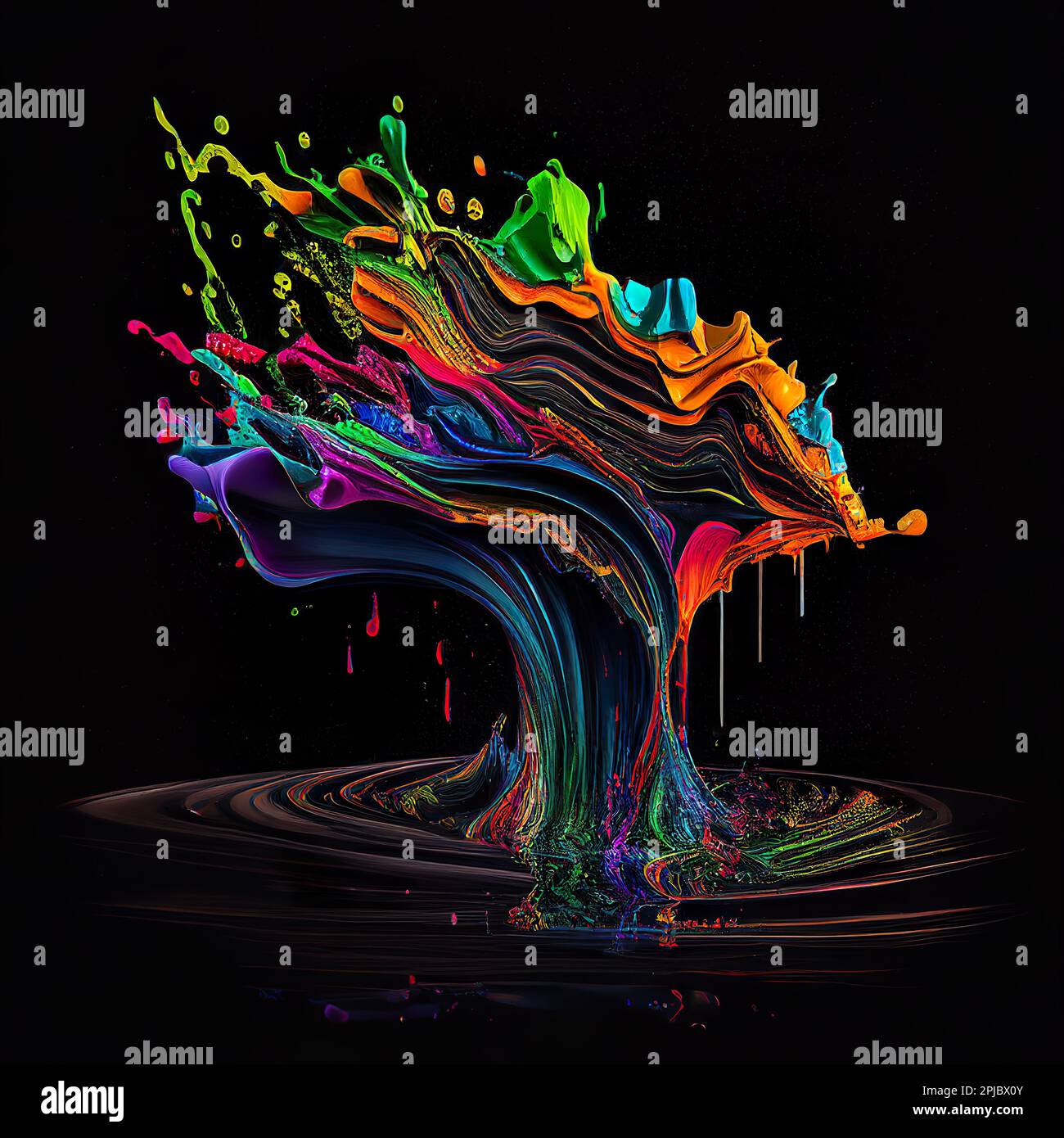 Abstract paint splash on a black background Stock Photo - Alamy