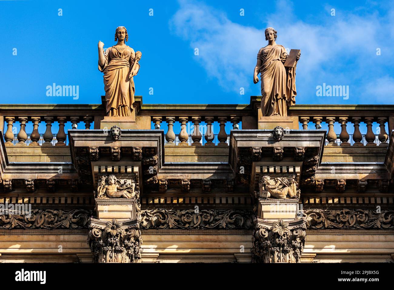 Allegorical figures of Manufacture and Architecture on the parapet of ...