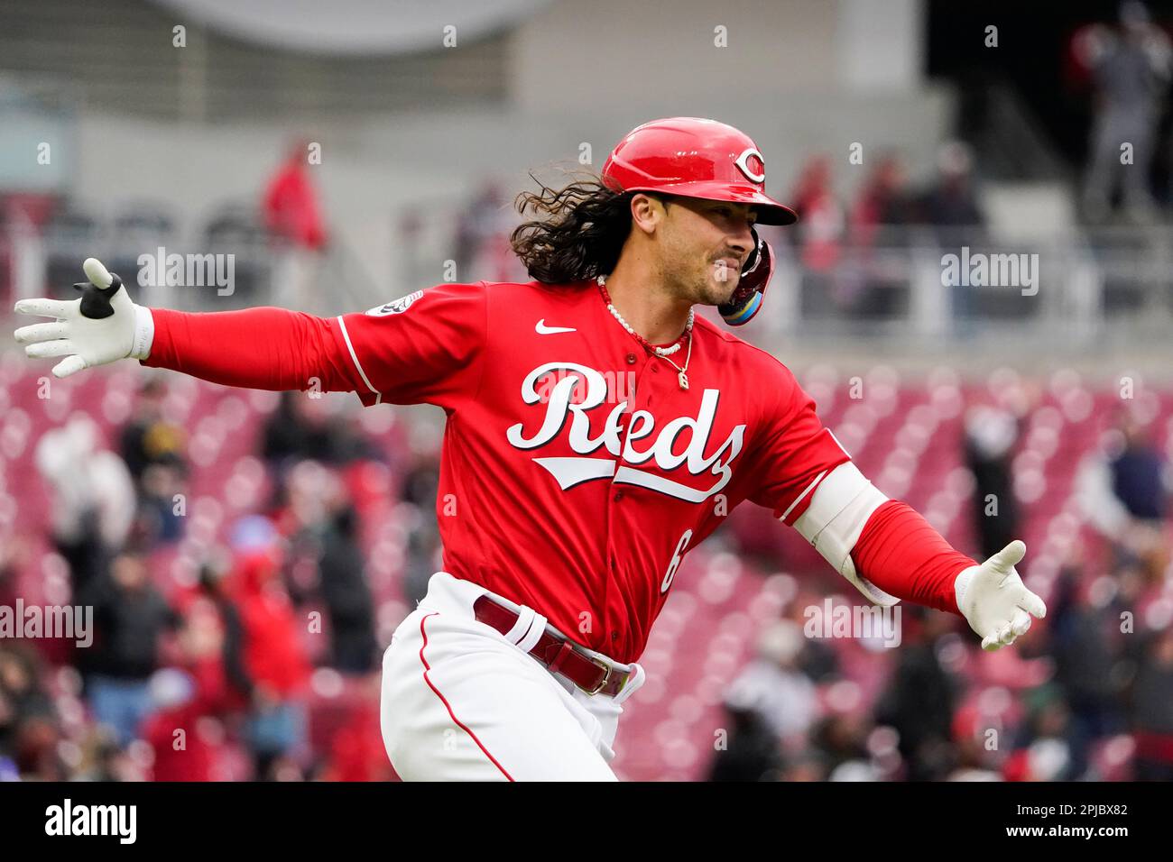 Cincinnati Reds' Jonathan India reacts after hitting a solo home run ...