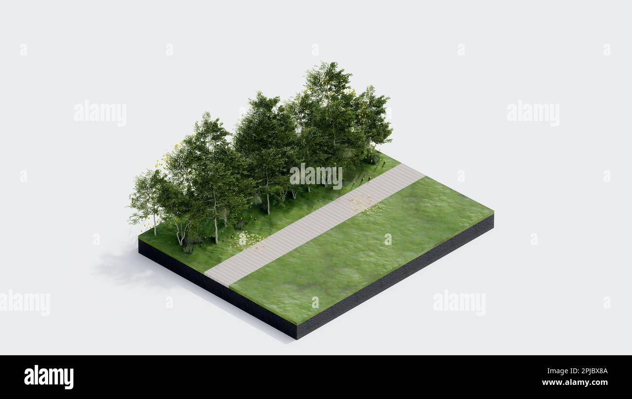 environment isometric park nature. isometric environmental sustainable landscape forest with ...