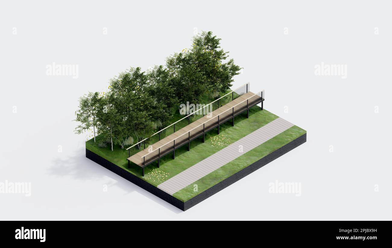 environment isometric park nature. isometric environmental sustainable landscape forest with ...
