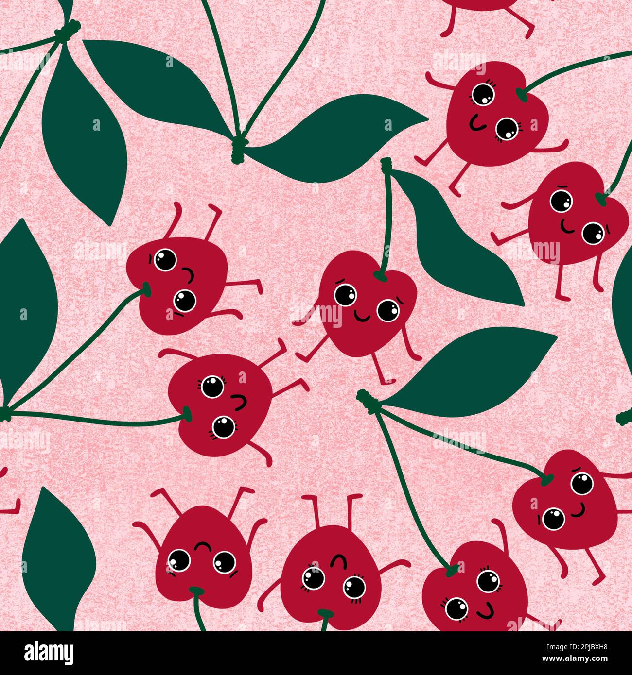Cartoon summer fruit seamless cherry pattern for wrapping paper and ...
